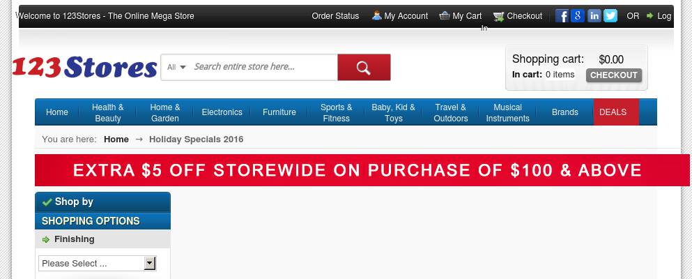 Deal: 123Stores HOL10 $10 Promo Music, Furniture, Food, Travel ...